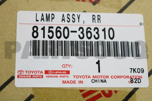 8156036310 Genuine Toyota LAMP ASSY, REAR COMBINATION, LH 81560-36310 ...