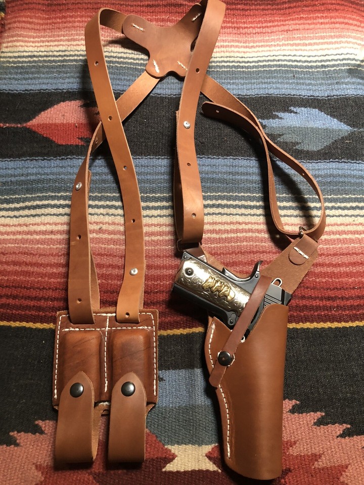 FITS Colt 45 Model 1911 Shoulder Holster & Mag Pouch Leather Vertical ...