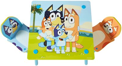 Bluey Kids Wooden Table and 2 Chair Set Childrens Desk Toy Cartoon Dog ...