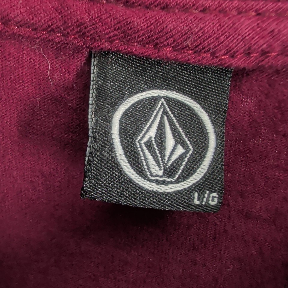 Volcom Logo Print Short Sleeve Comfort Regular Crew Neck T-Shirt Maroon ...