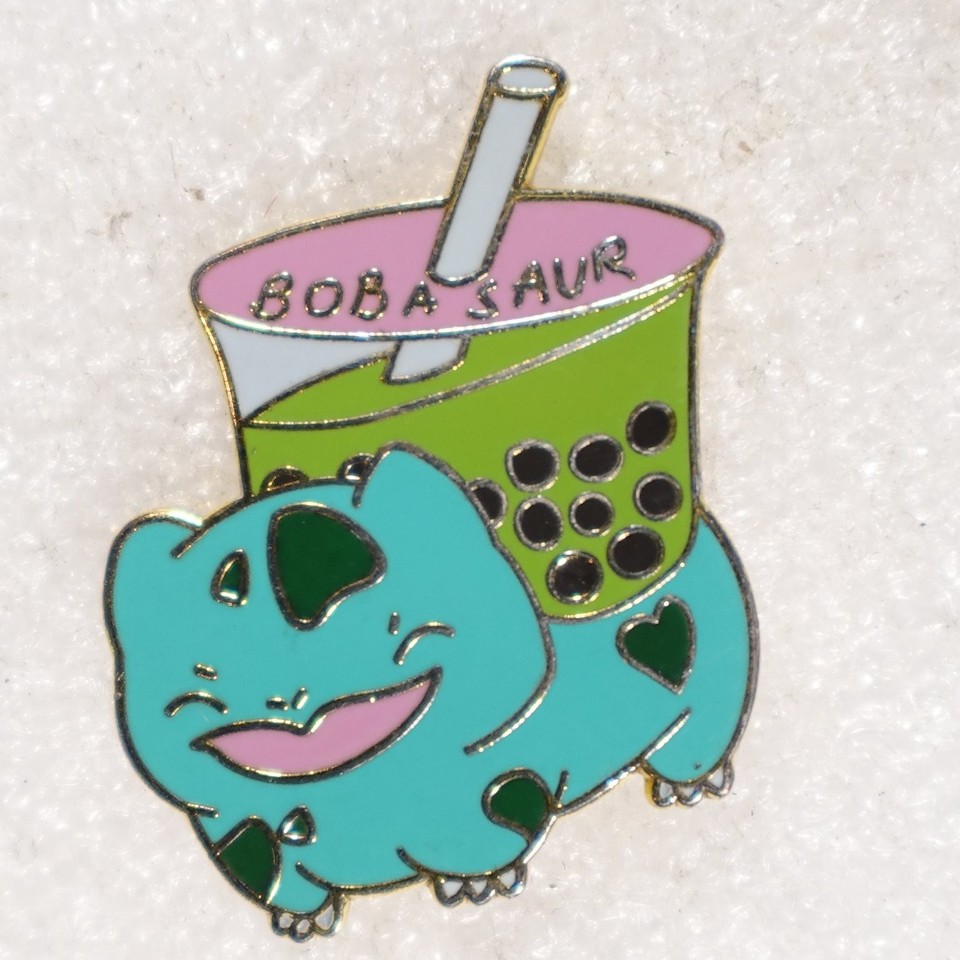 Boba Saur Pinback Button Cute Dinosaur Bubble Tea Enamel Lapel Pin | eBay