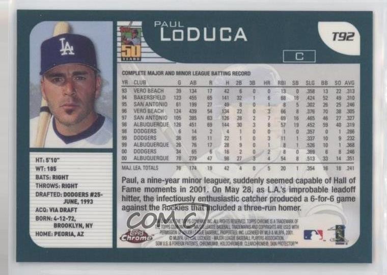 2001 Topps Traded & Rookies Chrome Paul Lo Duca #T92 b5y | eBay