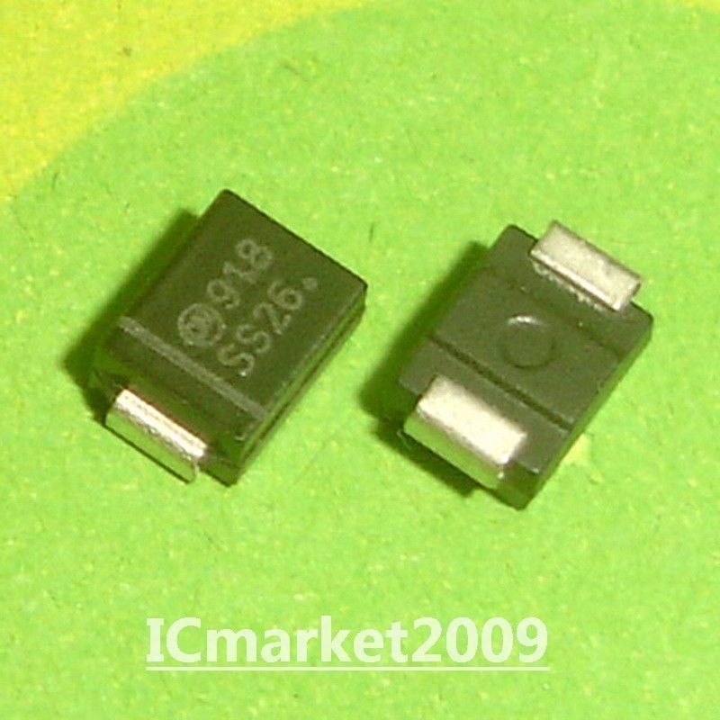100 PCS SS26 DO-214AA SMB Surface Mount Schottky Barrier Rectifier ...