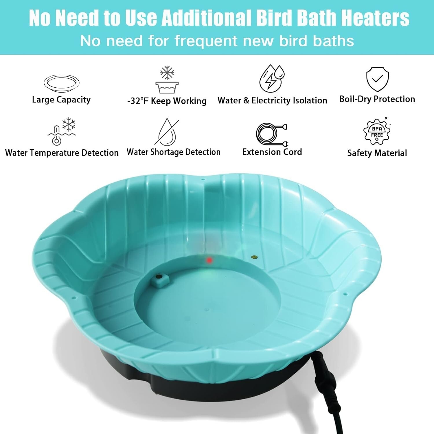 Heated Bird Bath with Boil-Dry Protection - 85W Large Capacity L4.1 | eBay