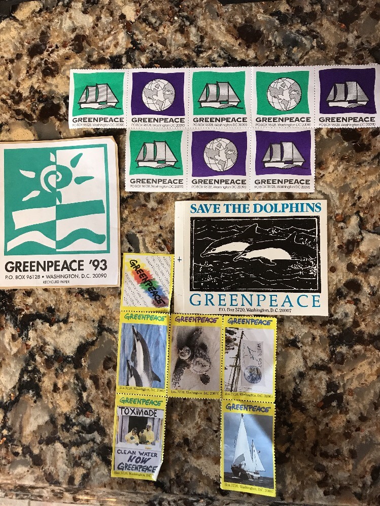 Lot Of Vintage Greenpeace Stickers Decals Save the Dolphins Whales 1993 ...