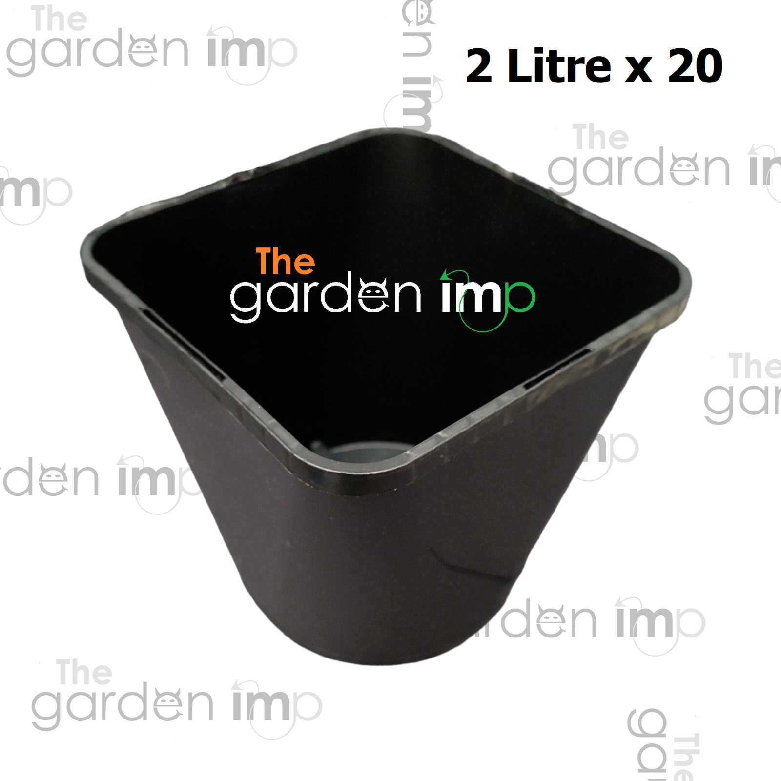 2L Plant Pots Square Black Plastic Litre Strong Hydroponic Nursery 14cm ...