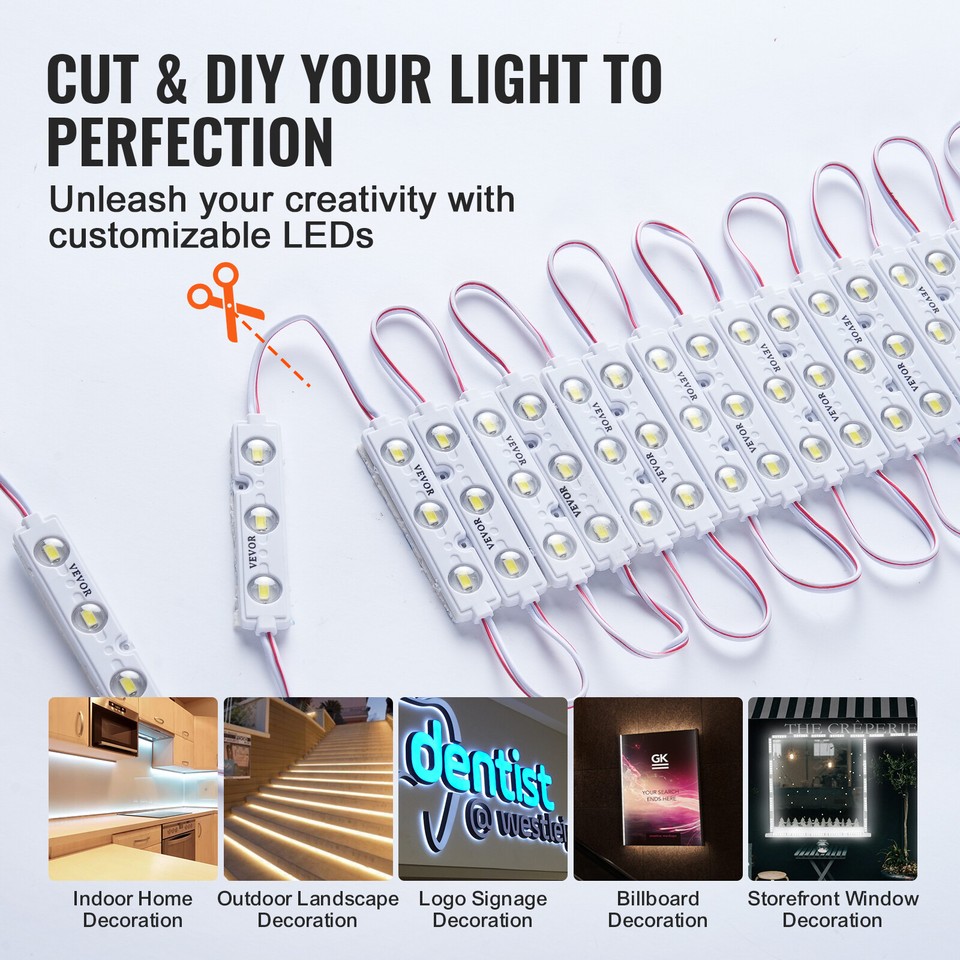 VEVOR 200PCS LED Storefront Lights 108ft DC 12V LED Module Lights 5730 ...