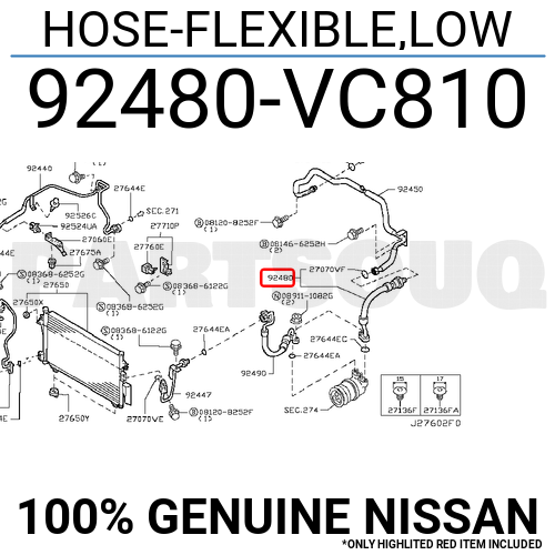 92480VC810 Genuine Nissan HOSE-FLEXIBLE,LOW 92480-VC810 | eBay