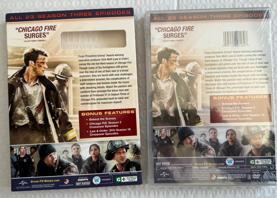 Chicago Fire: Season Three (DVD, 2014) New & Sealed with Slip Cover ...