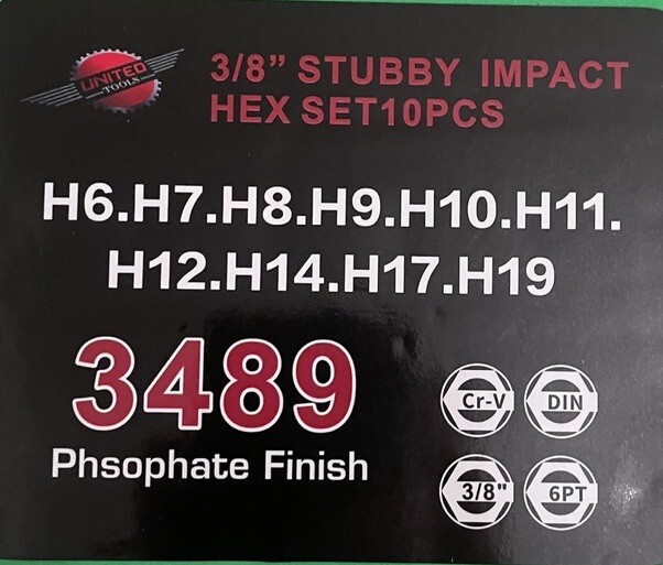 Impact Stubby 10pc Hex Allen Key Bit Socket Set Low Profile 1/4" & 3/8 ...