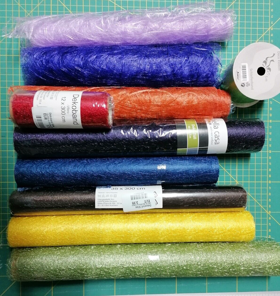 Konvolut Dekostoff Organza Dekovlies 17 Rollen tlw. original verpackt s ...