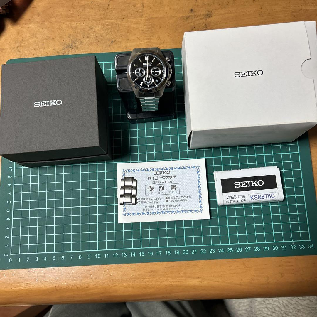 USED SEIKO SBTR CHRONOGRAPH BLACK DIAL WRISTWATCH GOO… - Gem