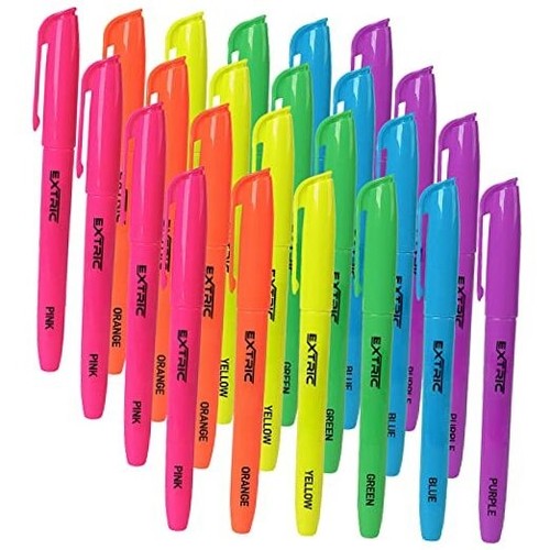 Pack Highlighters, 6 Assorted Colors Fluorescent, Quick Dry, Pen Style ...