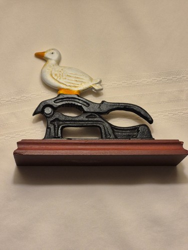 Vintage Duck Cast Iron Nut Cracker On Wood Base Homestead Farm ...