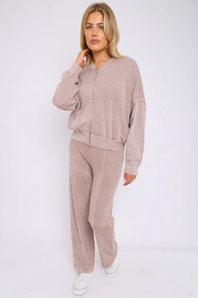 Women Bomber Oversize Baggy 2 Piece Lounge Wear Casual Set Ladies Suit ...