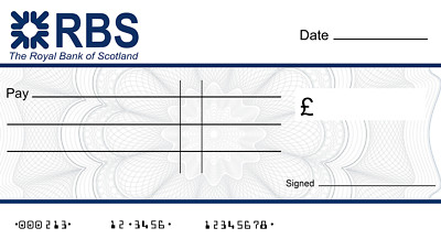 LARGE JUMBO RBS BANK SCOTLAND BLANK CHEQUE (3 SIZES) for Charity ...