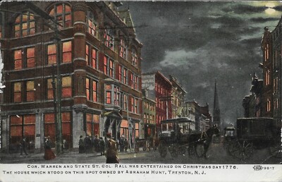Cor Warren & State St. Col Rall 1776 Trenton NJ vintage postcard used ...