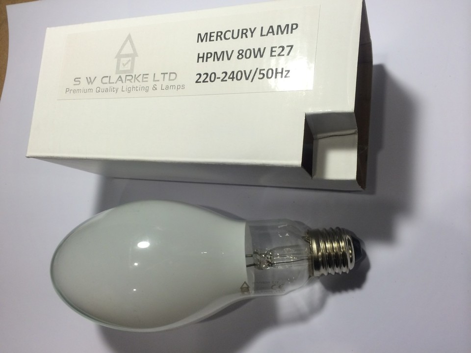 LONG LIFE HIGH PRESSURE MERCURY VAPOUR LAMP HPMV 80W ELLIPTICAL E27 ...