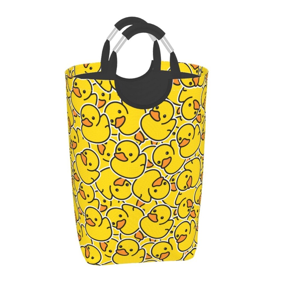 Cute Rubber Ducky Laundry Basket Yellow Duck 50L Large Collapsible ...