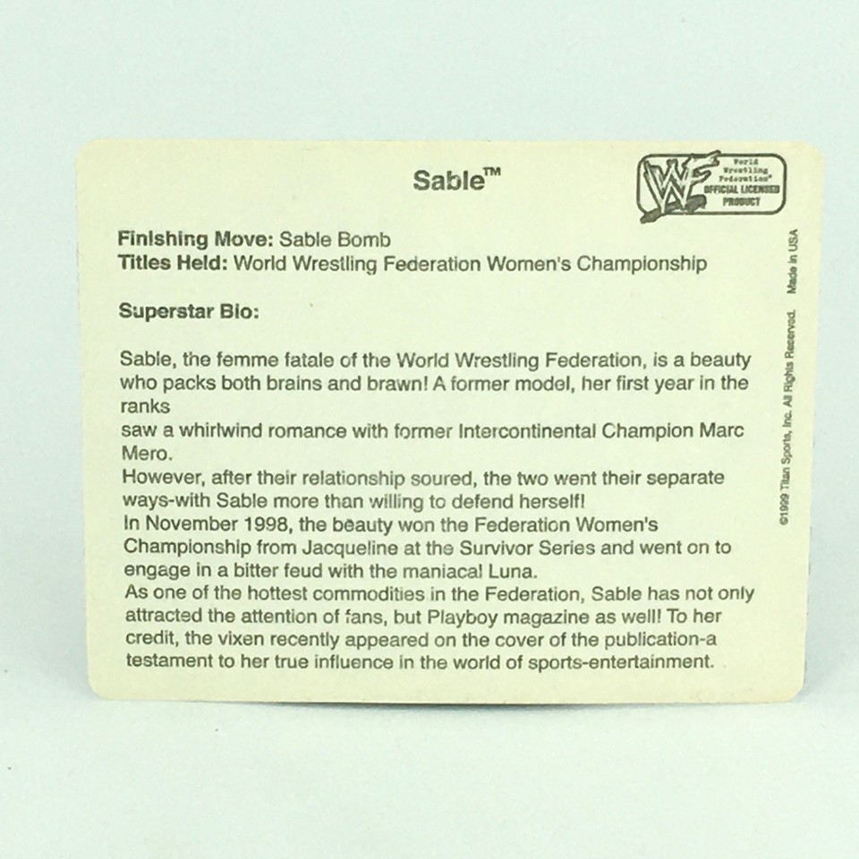SABLE 1999 WWF WWE Attitude Era Wrestling Prism Holo Vending "Bomb Me ...