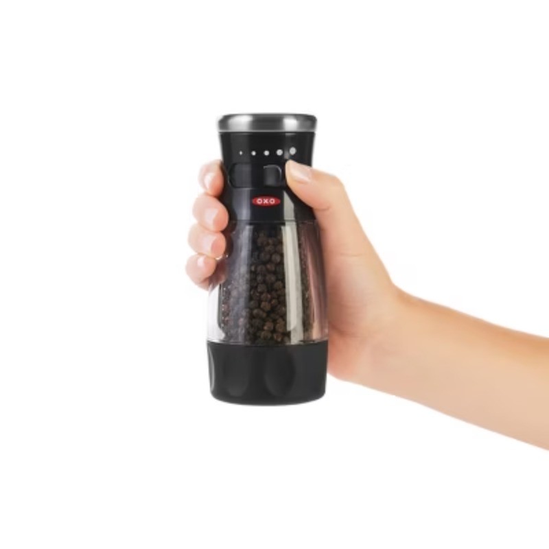 OXO Softworks Pepper Grinder: Black Refillable Spice Mill, Stainless ...