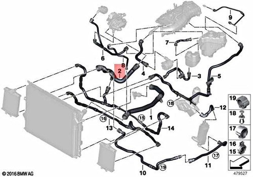 Genuine BMW F32 F33 F36 430i 430iX Hose Radiator Top-Thermostat ...