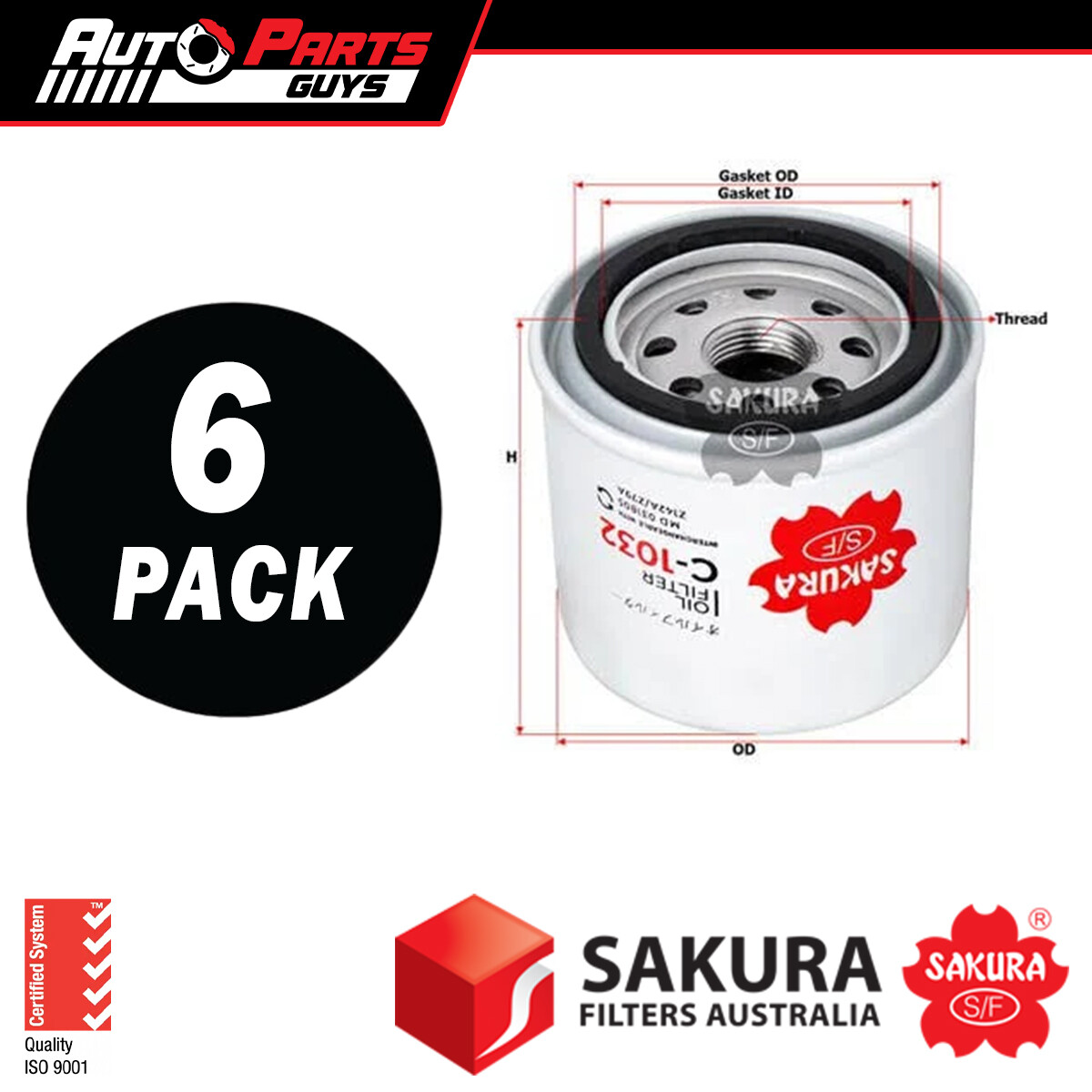 Sakura Oil Filter Z79A 6 Pack Bulk Buy fits Various Hyundai 1994 - 2011 ...