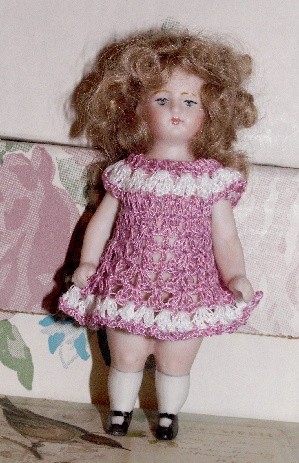 Antique Doll Dress for 4- 4-1/4" Miniature Mignonette Doll, Picolette ...