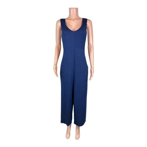 Cuddl Duds Women's Tall Wide Leg Flexwear V-Neck Jumpsuit Oxford Navy ...