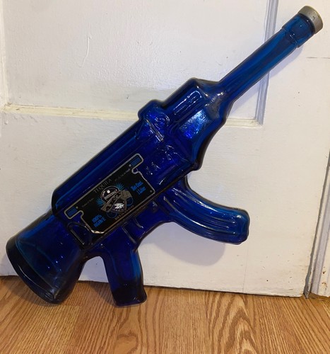 Institucional AK-T Blue Glass Tequila Bottle AK-47 Agave Mexico EMPTY ...