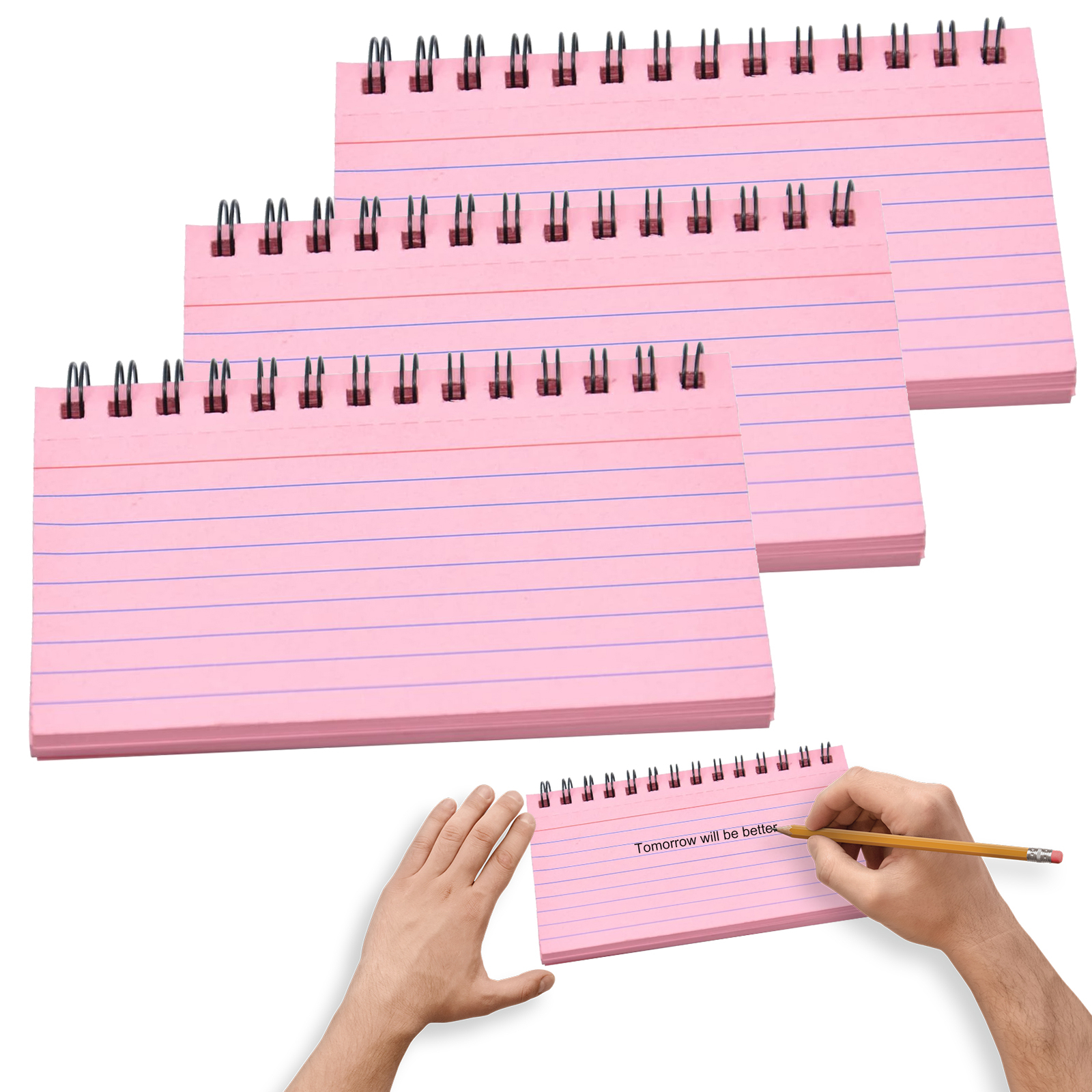 3packs Note Taking Learning Study Portable Binder Ring Index Card Cue ...