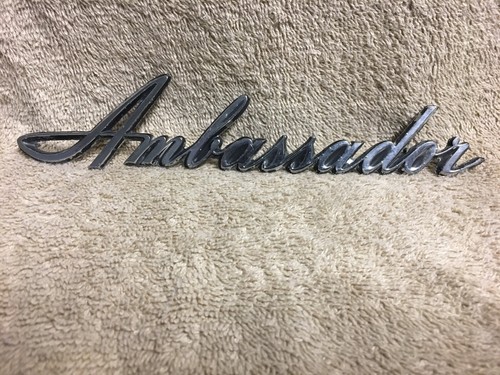 USED AMC 3590719 1965-1971 AMBASSADOR SCRIPT CHROME METAL EMBLEM | eBay