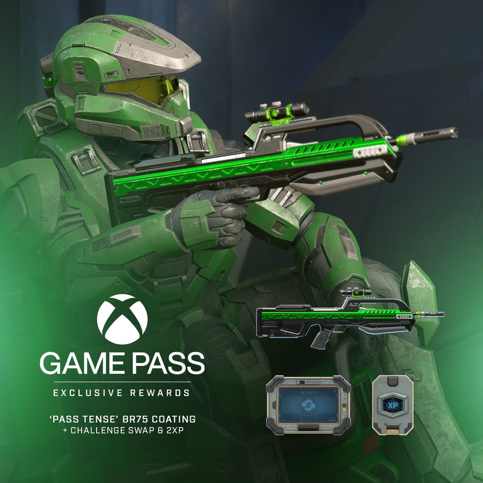 Halo Infinite BR75 Pass Tense Weapon Coating Skin 2XP Boost + Challenge ...