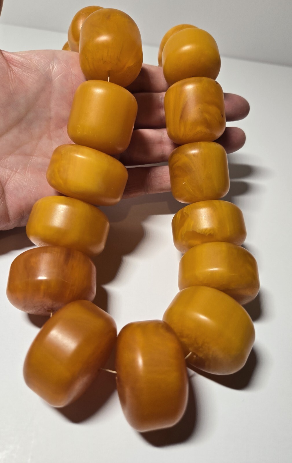 Vintage Large Butterscotch Amber Bakelite Necklace - Gem