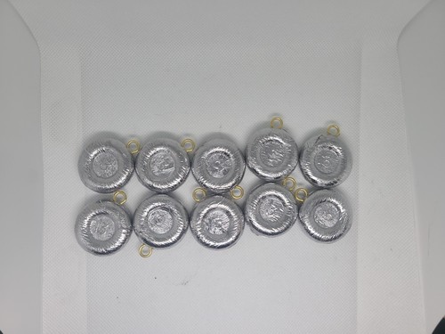 10 - 3 oz. RIVER SINKER, DISC FISHING WEIGHT, NO-ROLL!!, w/ Brass ...