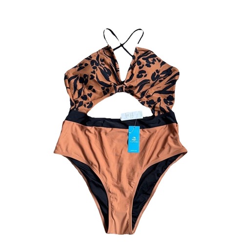 Cupshe Leopard Print one piece cutout Brown & Black Cheeky Swimsuit ...