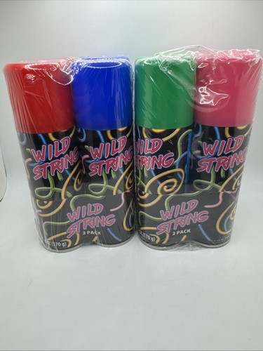 Lot of 8 Wild String Cans 3 oz Each Party Silly Colors Blue Red Green ...