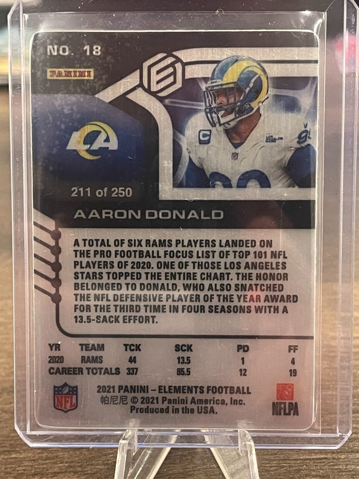 AARON DONALD 2021 PANINI ELEMENTS #18 GOLD /250 LOS ANGELES RAMS HOF ...