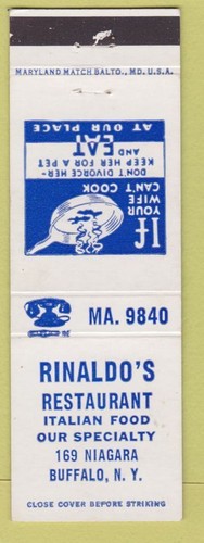 Matchbook Cover - Rinaldo's Restaurant Niagara Falls NY Italian | eBay