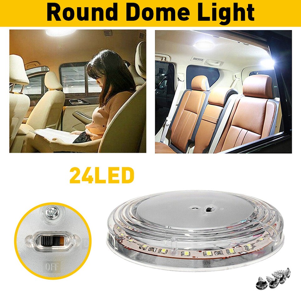 Universal LED Car Vehicle Round Interior Ceiling Roof Dome Light White ...