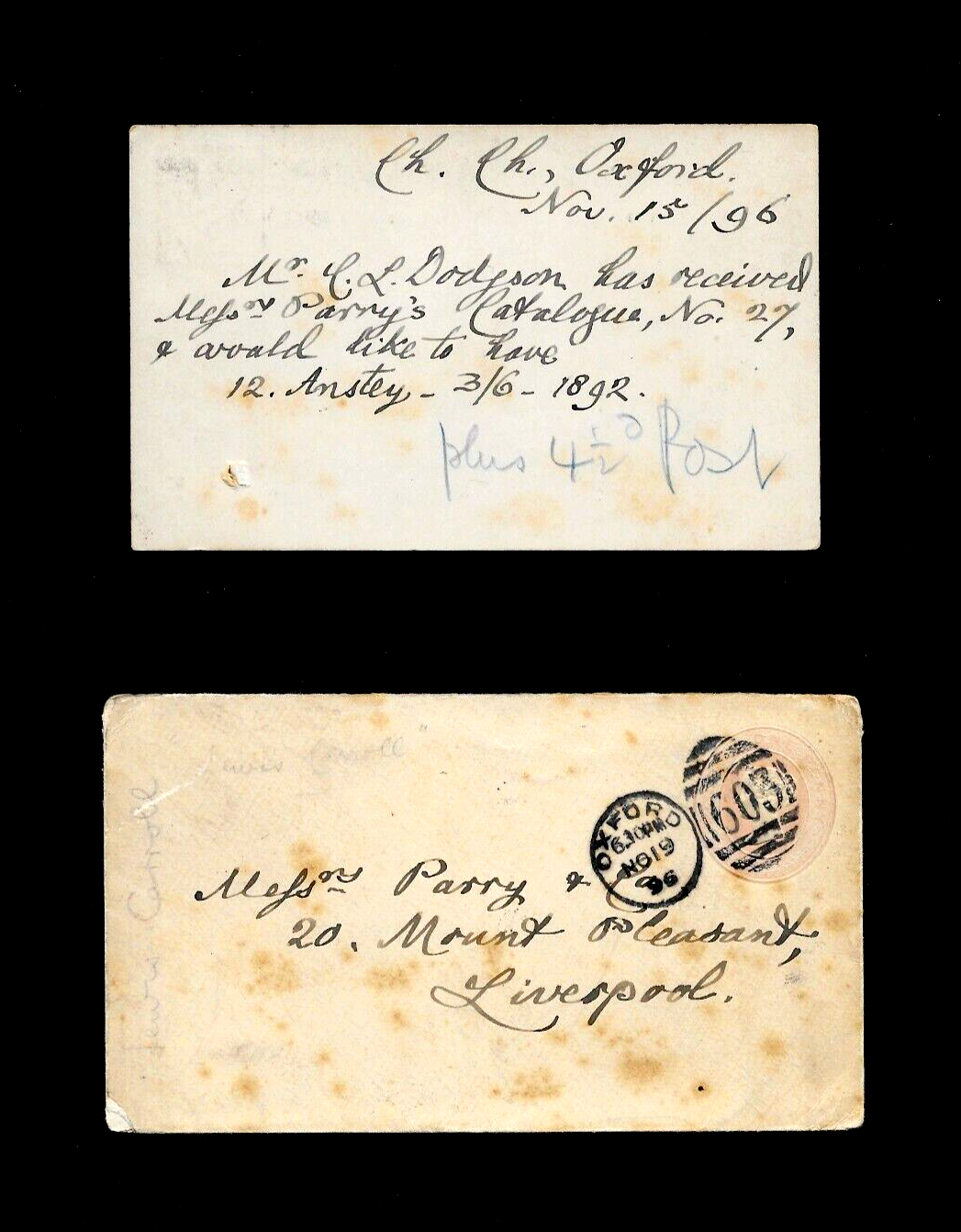 RARE LEWIS CARROLL Autograph - Charles L. Dodgson - Alice in Wonderland ...