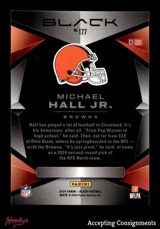 2024 Panini Black Emerald #177 Michael Hall Jr. RC BROWNS ROOKIE 05/15 ...