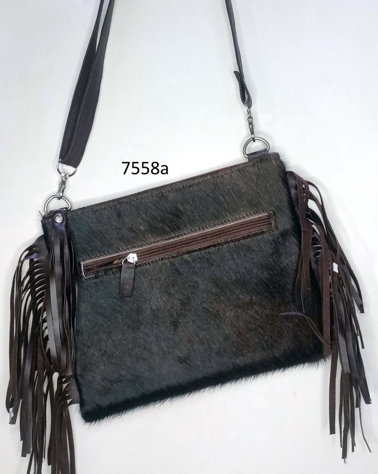 Real Cowhide Cross body Purse Handbag & Hand Clutch Cow Hide Leather ...