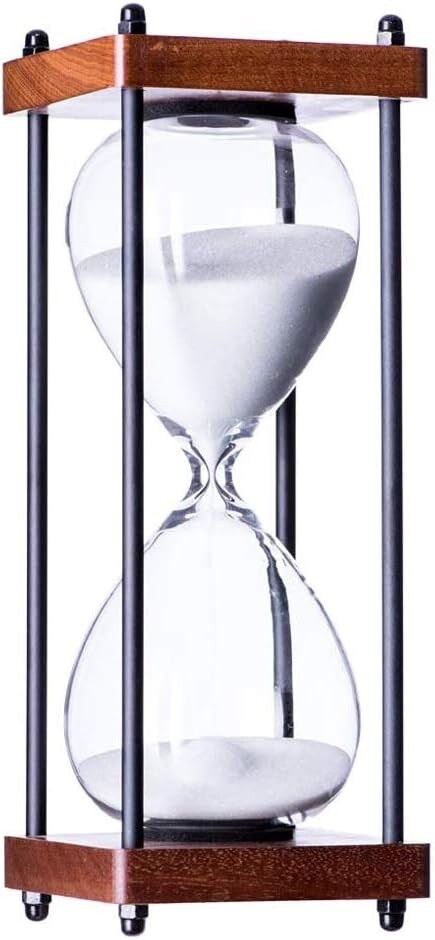 Decorative Hourglass One Hour 60 Minute Timer Wooden Stand White Sand ...