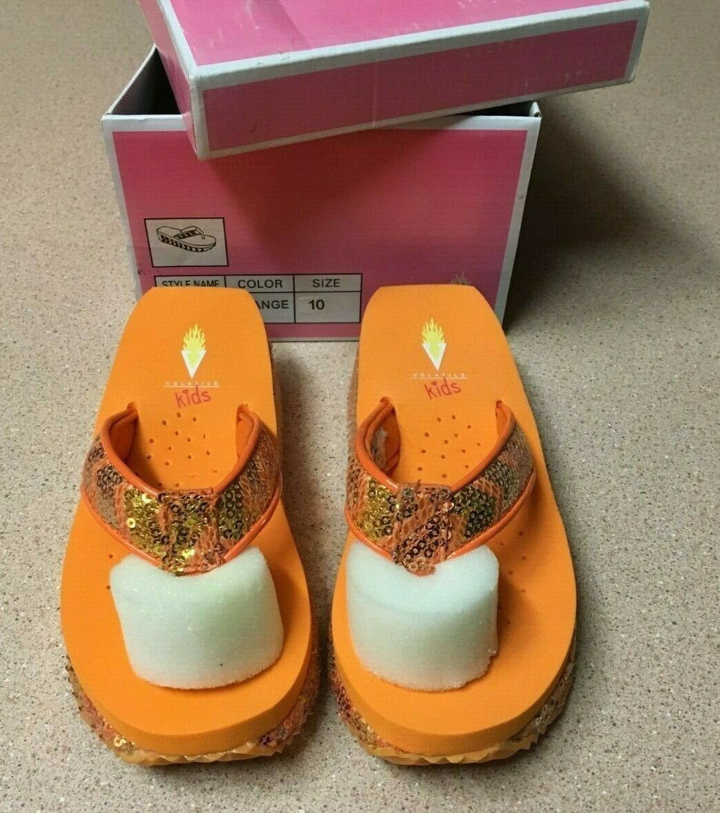 GORGEOUS VOLATILE KIDS ORANGE GIRLS FLIP FLOPS SANDALS SHOES SIZE 10 ...
