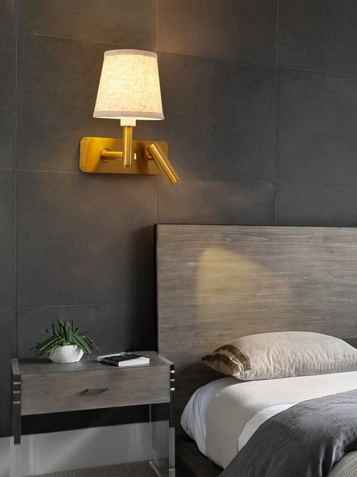 Luxury COB LED Wall Light E27 Bulb Bedside Reading Lamp Fixture Switch ...