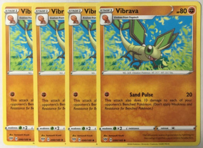 POKEMON 4X VIBRAVA 090/189 DARKNESS ABLAZE UNCOMMON NEAR MINT-PLAYSET ...