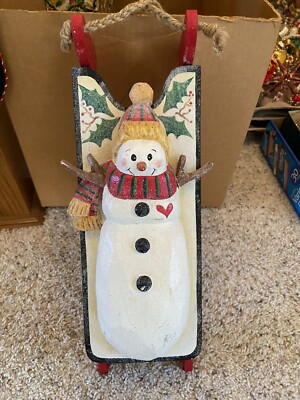 2002 House of Hatten Denise Calla Winter Solstice Snowman on Sled Wall ...