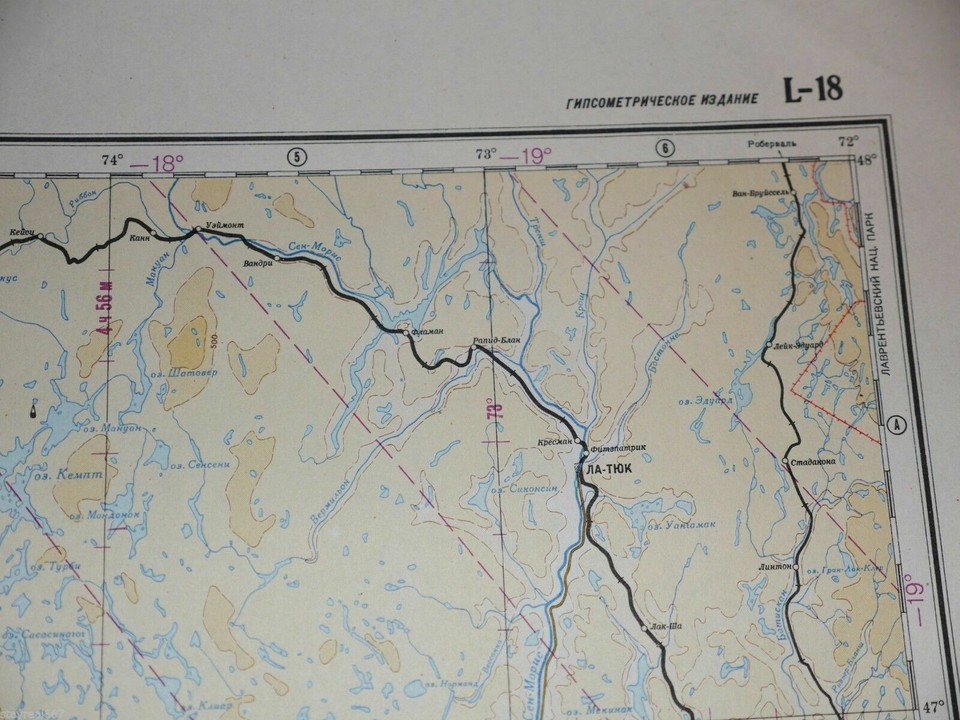AUTHENTIC Soviet Russian Topographic Map OTTAWA, CANADA/USA 1:1M Ed ...