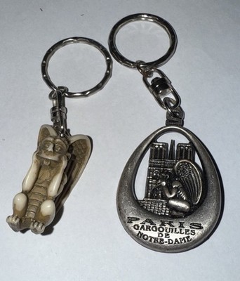 Lot Of 2 1 Is 3d France made Paris gargoyles of Notre Dame keychain ...